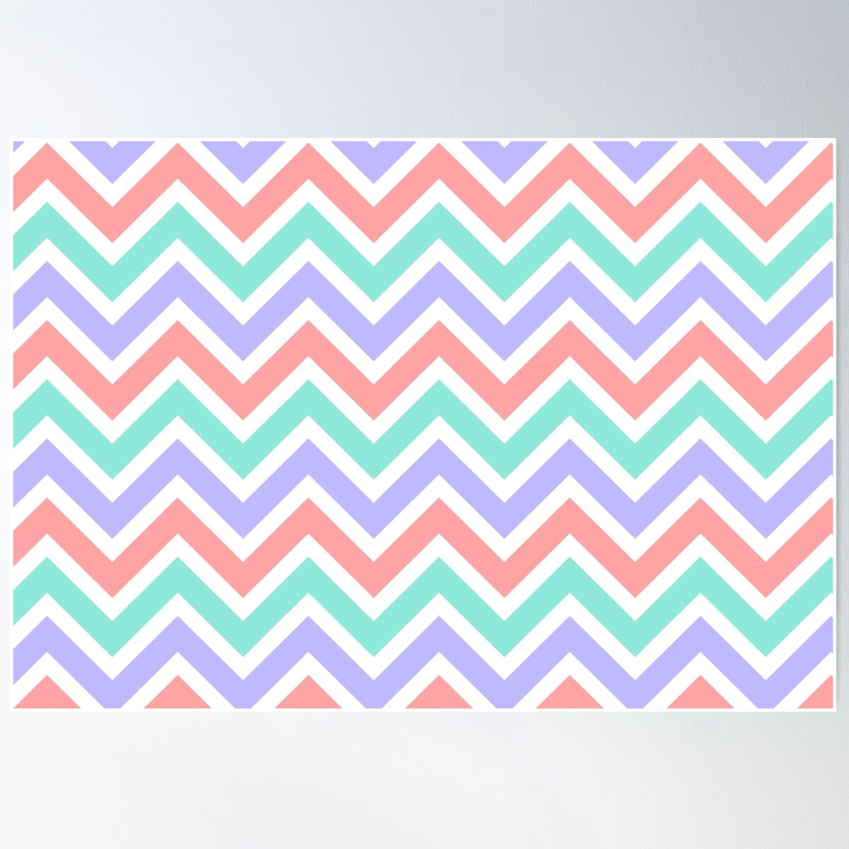 Chevron Pattern. Pastel Red Purple Green Color Poster Wall Art, Modern ...