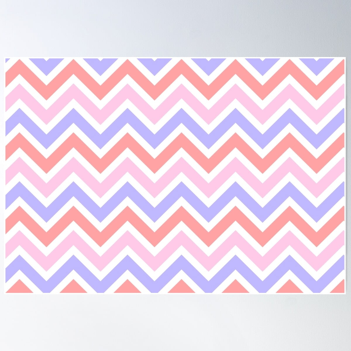 Chevron Pattern. Pastel Red Purple Pink Color Poster Wall Art, Modern ...