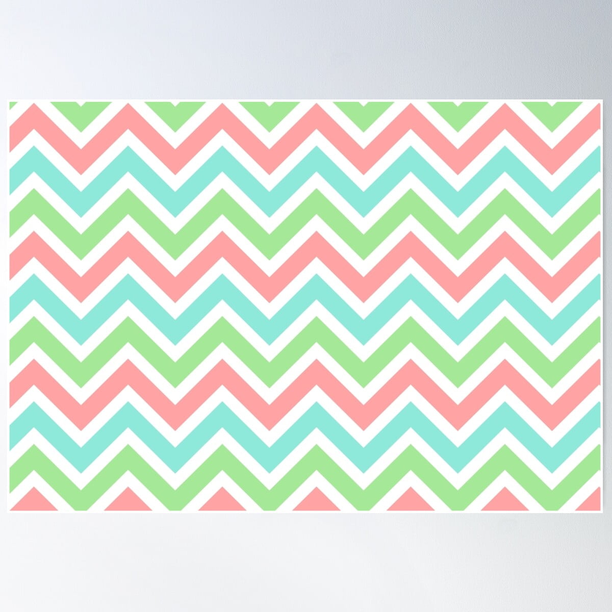 Chevron Pattern. Pastel Red Turquoise Green Color Poster Wall Art ...