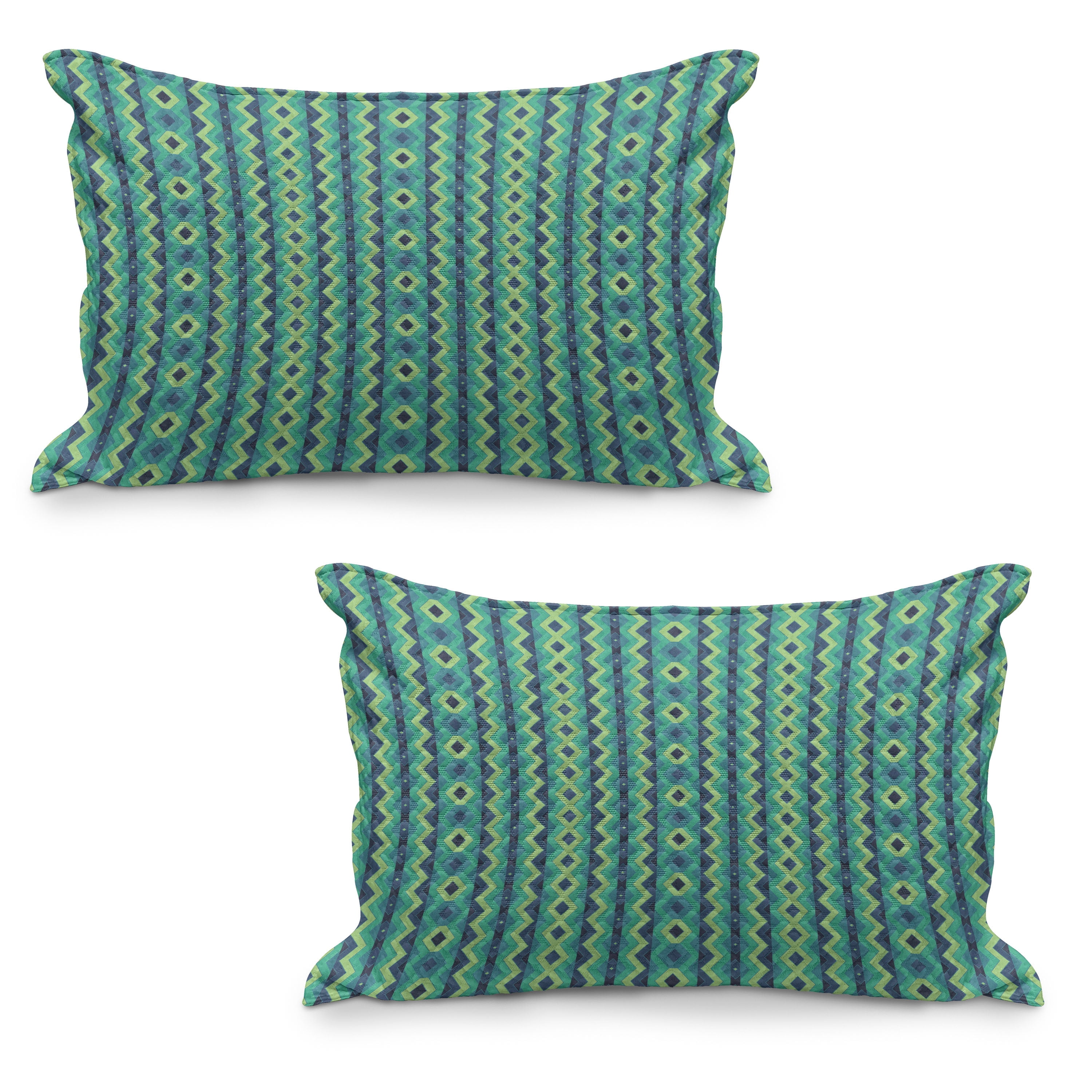 Chevron Quilted Pillowcover Set of 2, Vertical Borders with Zigzag ...
