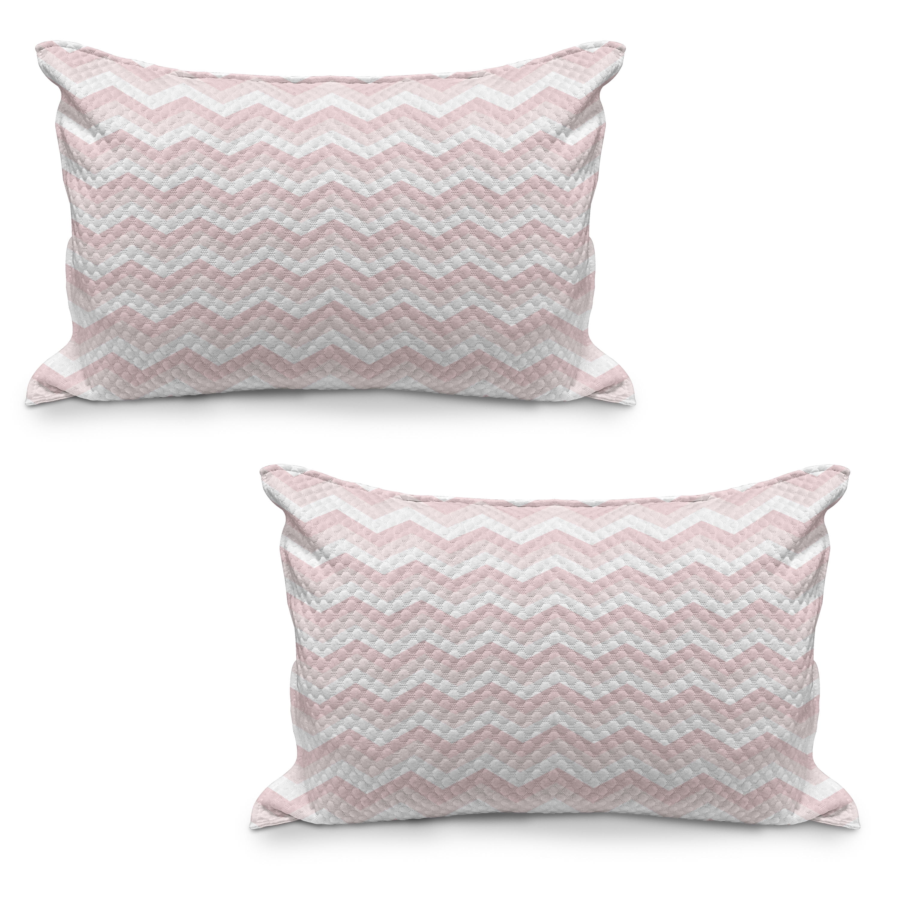 Chevron Quilted Pillowcover Set of 2, Zigzag Chevron Grunge Pattern in ...