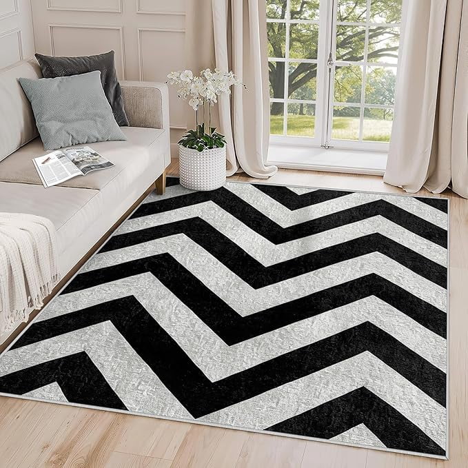 Chevron Rug - Chevron Rug, Zigzag Geometric Area Rug, Modern Black And ...