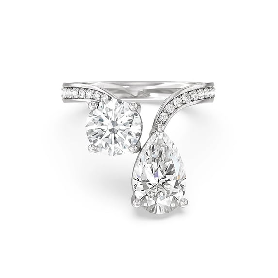 Chevron Style Diamond Ring, Multi Stone Diamond Engagement Ring, Pave ...