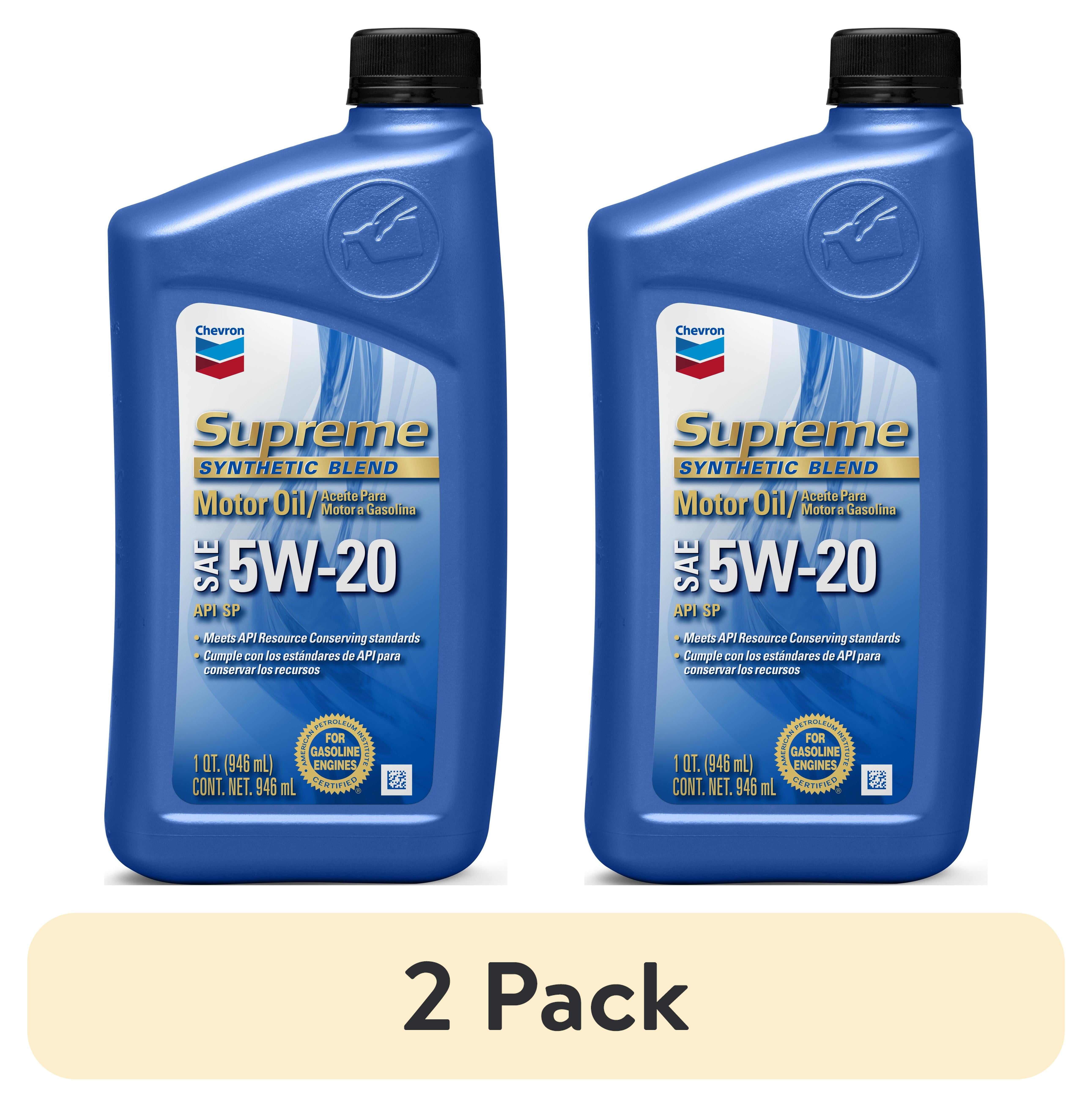 (2 pack) Chevron Supreme Synthetic Blend Motor Oil 5W-20, 1 Quart ...