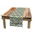 Chevron Table Runner, Curvy Zig Zag Lines in Vertical Direction Floral ...