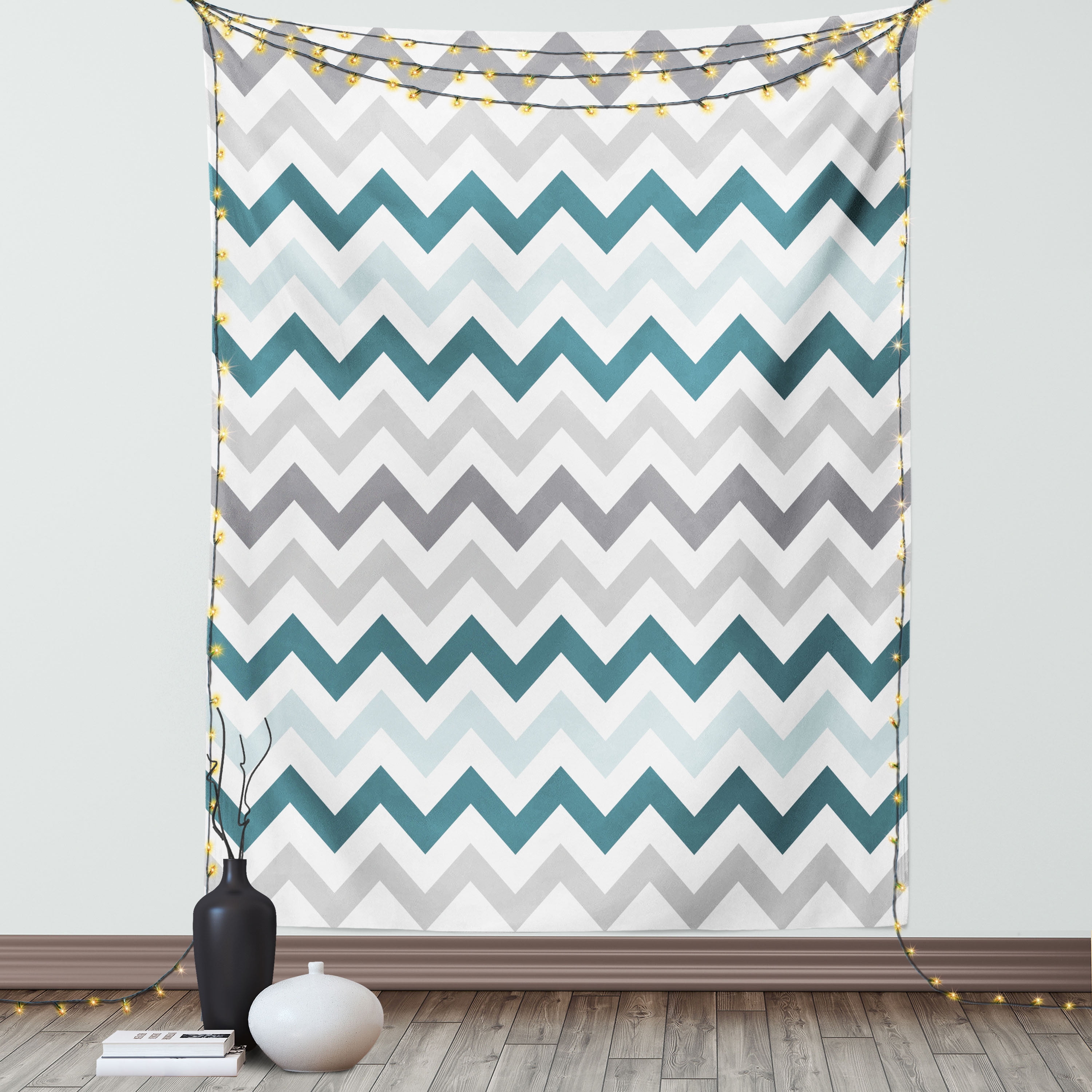 Chevron Tapestry, Geometric Angled Lines Pattern in Pastel Colors ...