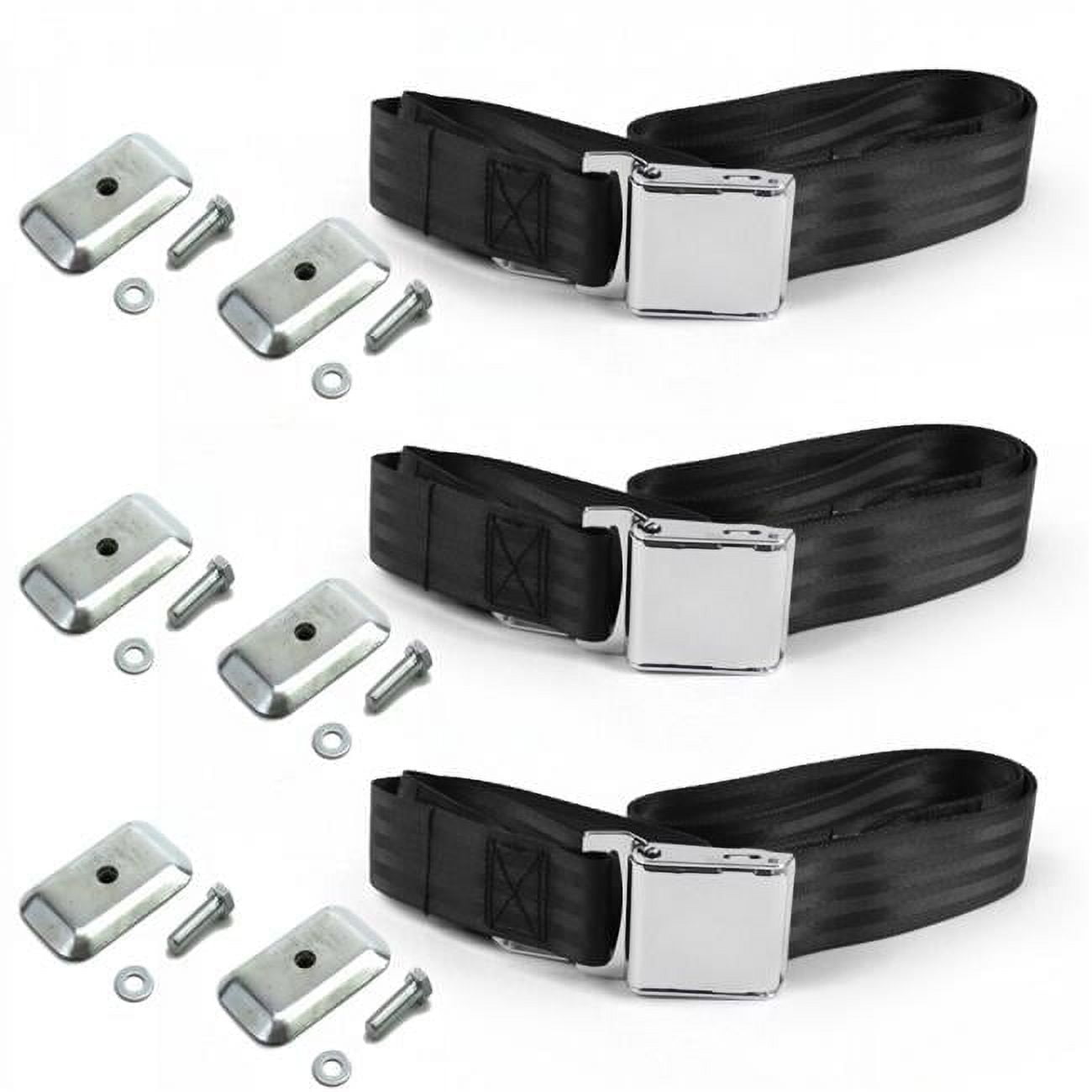 Chevy Bel Air 1955-1957 Airplane 2 Point Black Lap Bench Seat Belt Kit ...