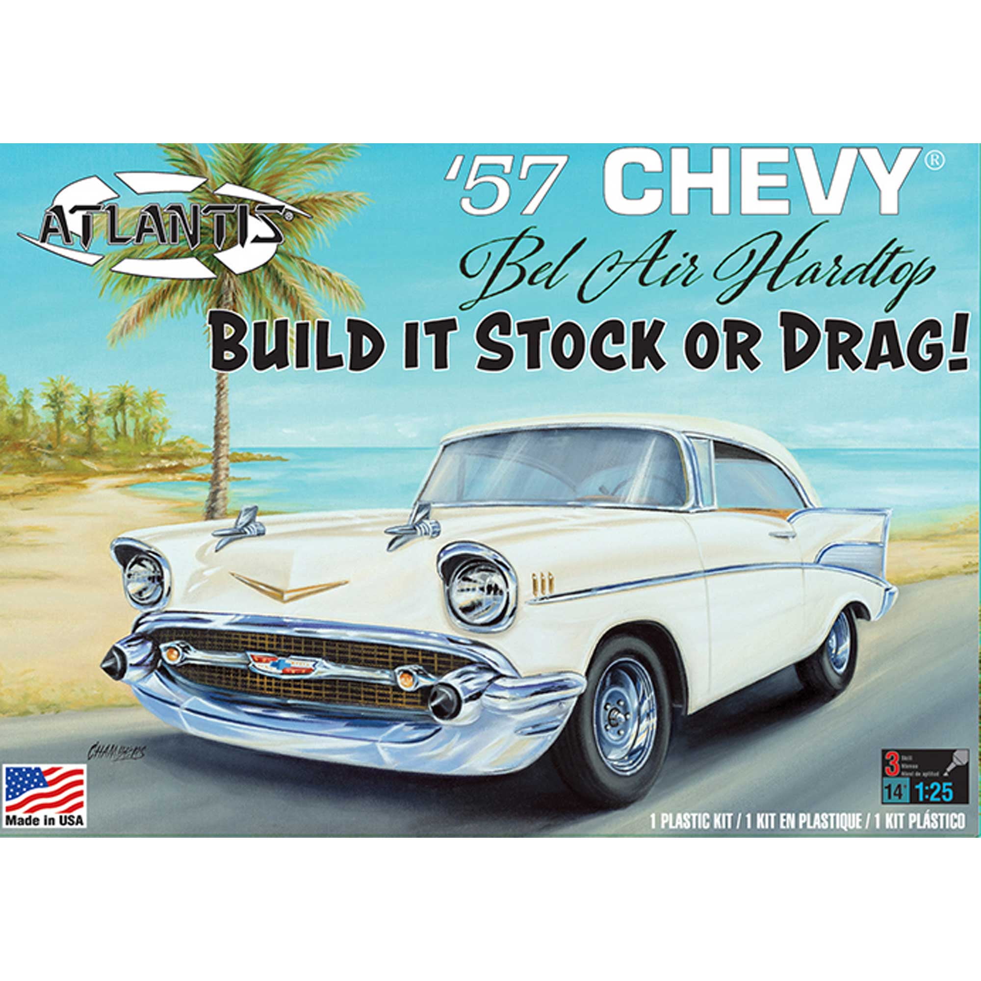 Chevy Bel Air Hardtop, Buildable Corvette Engine, 1/25 Scale Plastic ...