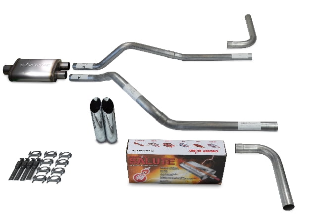 Chevy Blazer 95-99 2.5" Dual Exhaust Kit Cherry Bomb Salute Slash Tip ...