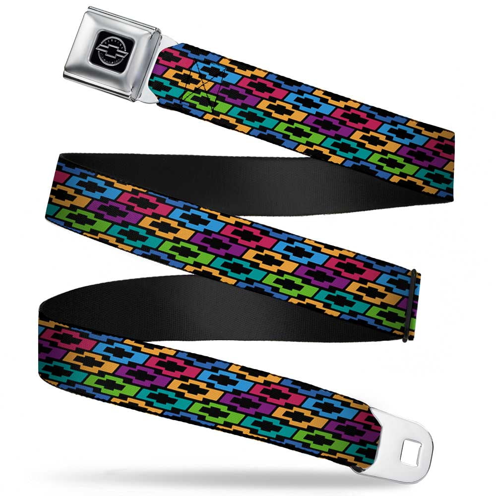 GM General Motors Belt, Seatbelt Buckle Belt, Chevy Bowties Row Black ...