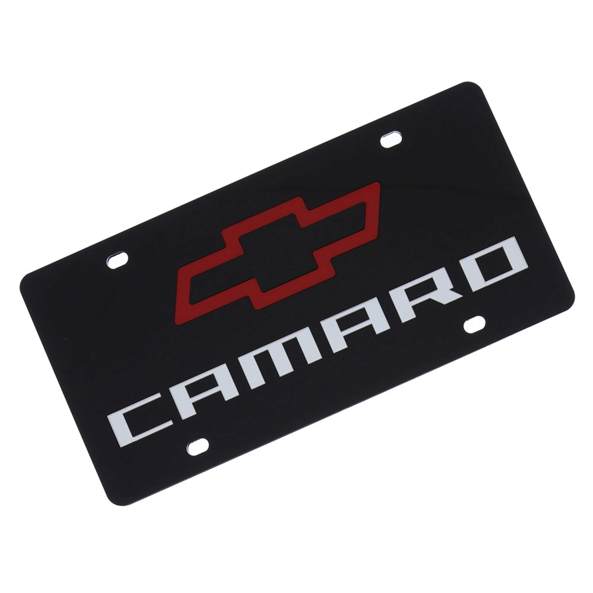 Chevy Camaro Red Bowtie Dual Logo License Plate (Black) - Walmart.com
