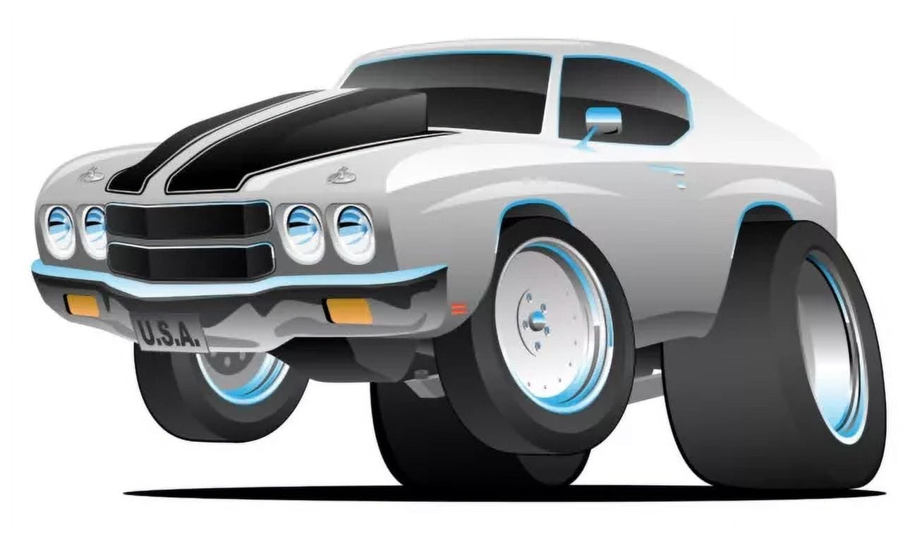 Chevy Chevelle Sticker Muscle Car Cartoon Phone Decal Water Bottle ...