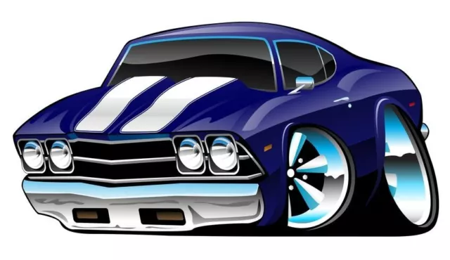 Chevy Chevelle Sticker Muscle Car Cartoon Phone Decal Water Bottle ...