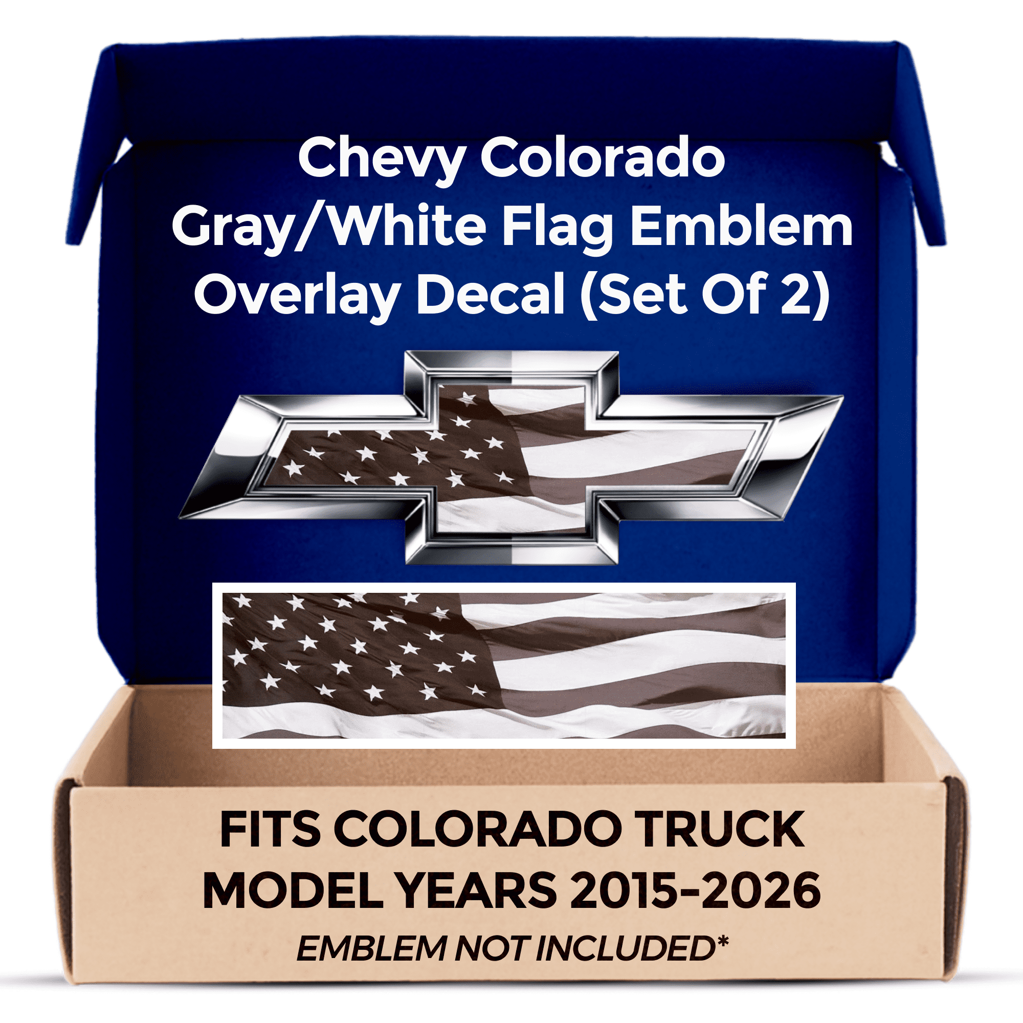 Chevy Colorado Black American Flag Grille Gate Bowtie Decals 2015-2026 ...
