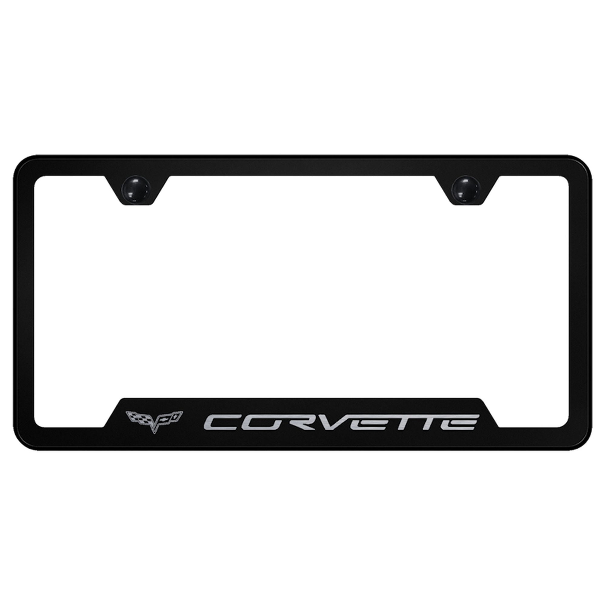 Chevy Corvette C6 Laser Etched Logo Cut-Out License Plate Frame (Black ...