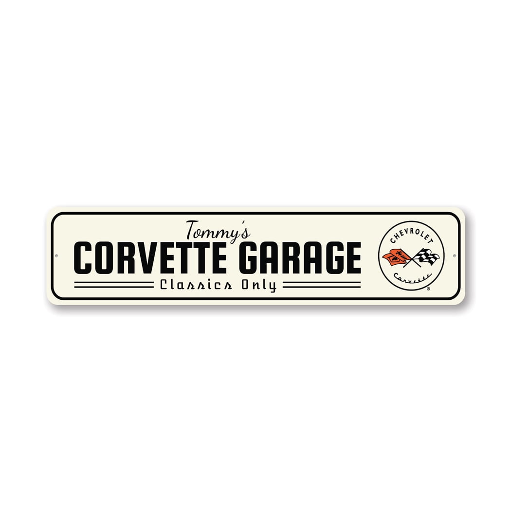 Chevy Corvette Garage Aluminum Metal Decor Sign - 4x18 inches - Walmart.com