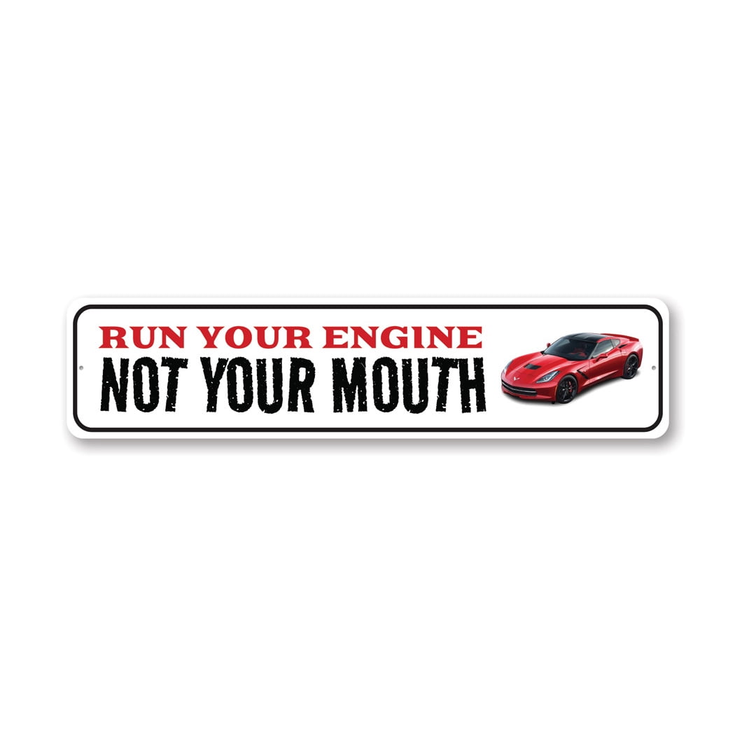 Chevy Corvette Run Your Engine Aluminum Metal Decor Sign - 4x18 inches ...