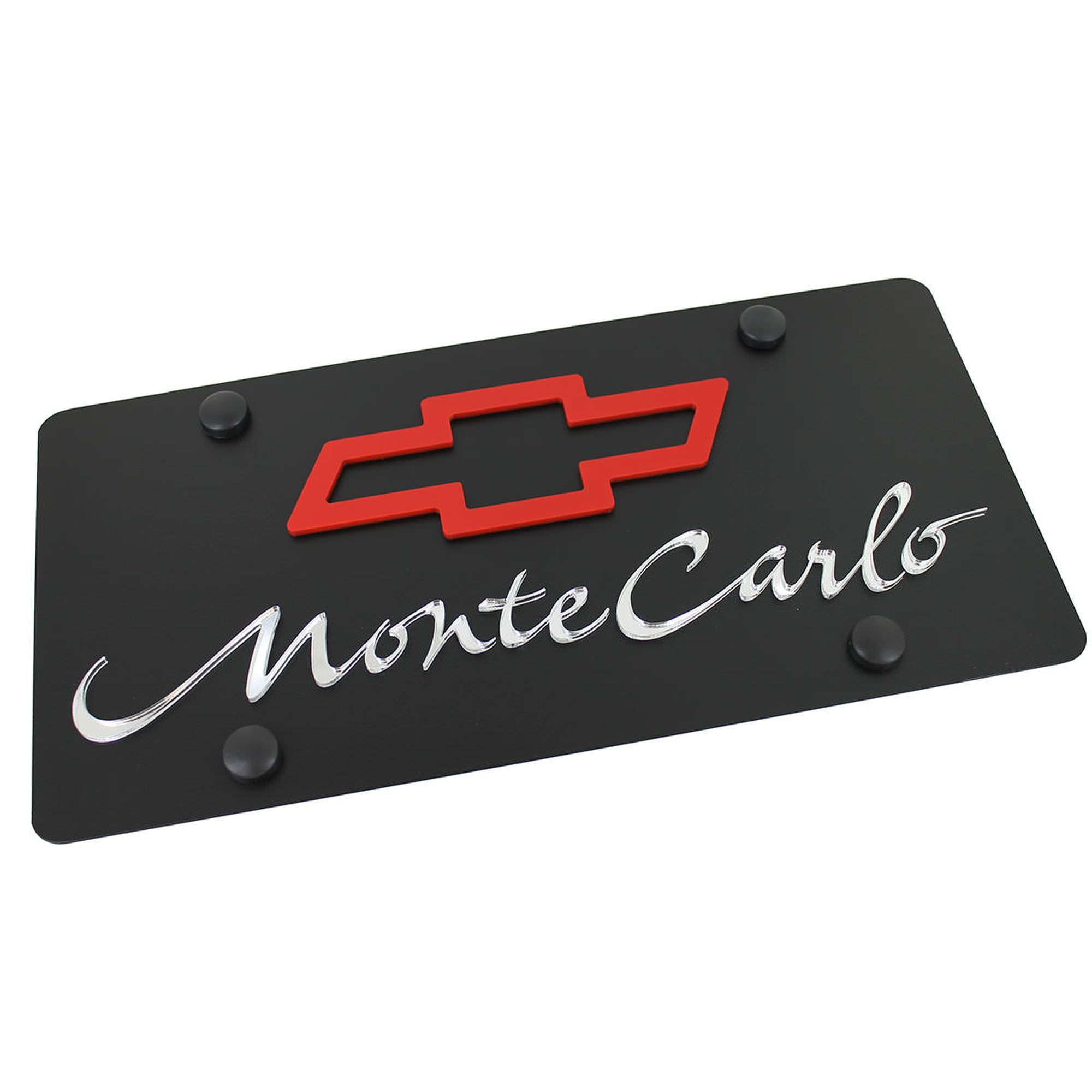 Chevy Dual Logo Monte Carlo License Plate (Red on Black) - Walmart.com