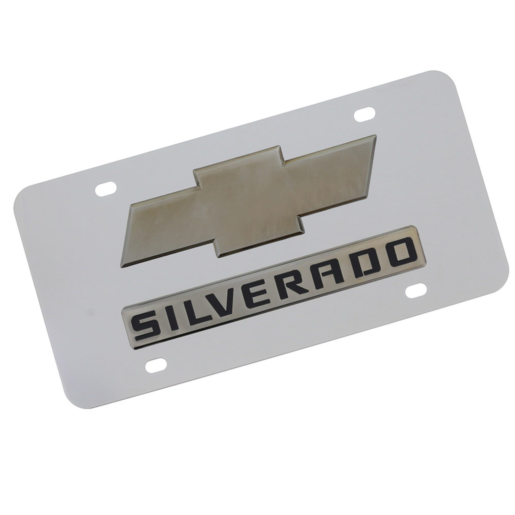 Chevy Dual Logo Silverado License Plate (Chrome) - Walmart.com