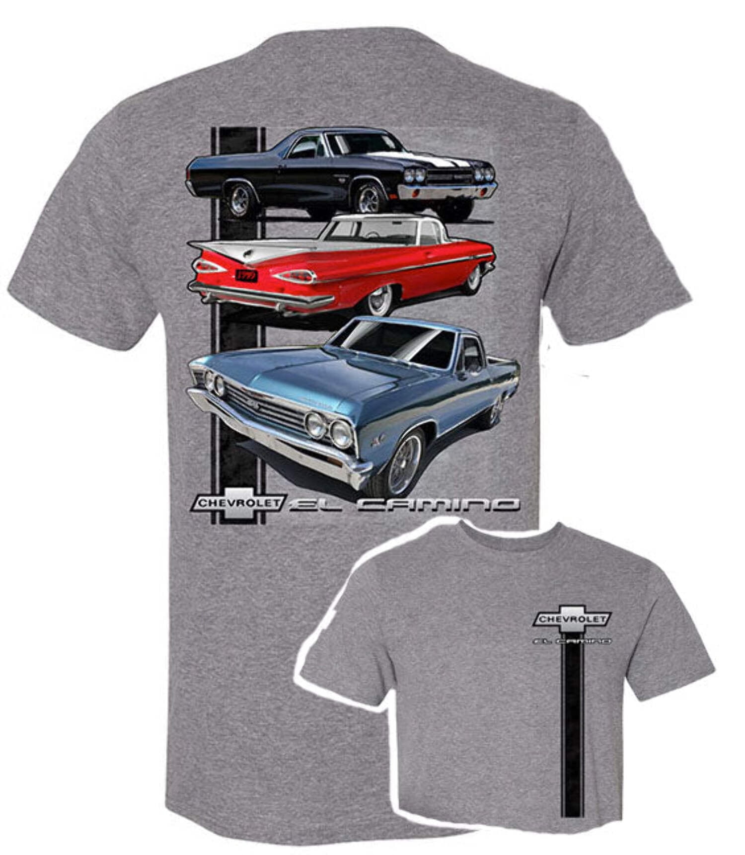 Chevy El Camino t-shirt featuring 3 generations Licensed Truck Hot Rod ...