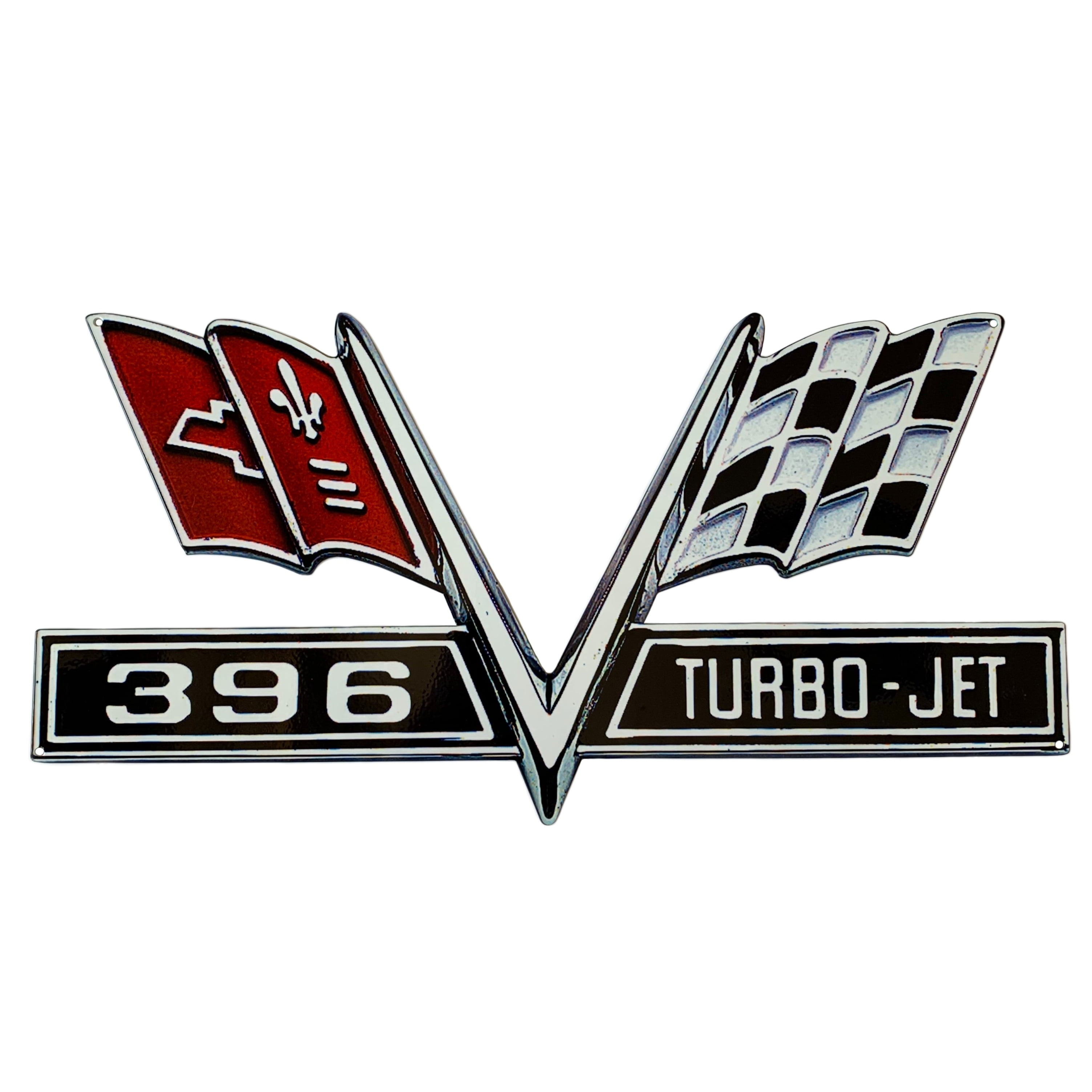 Chevy GM 396 V-Flag Large Wall Emblem Full 24" x 12" Cross Flag Steel ...