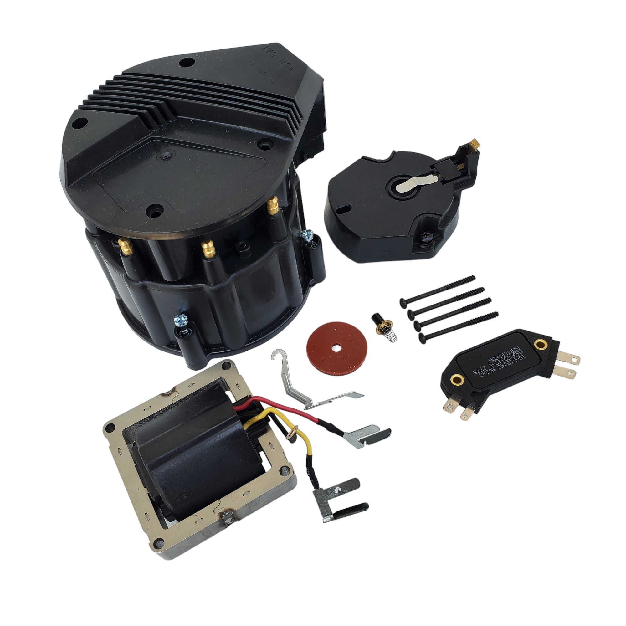 Chevy GM Black HEI Large Distributor Cap Rotor Kit SBC BBC 305 327 350 ...