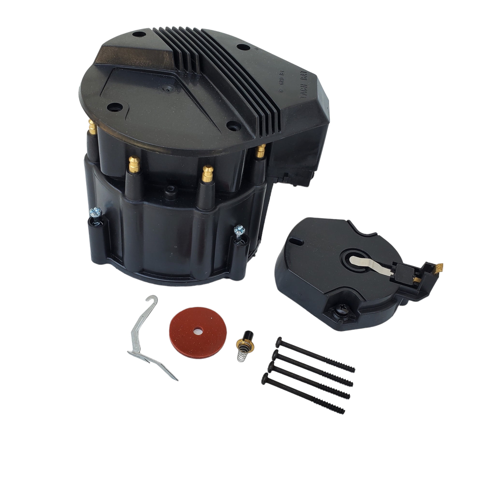 Chevy GM Black HEI Large Distributor Cap Rotor Kit SBC BBC 305 327 350 ...