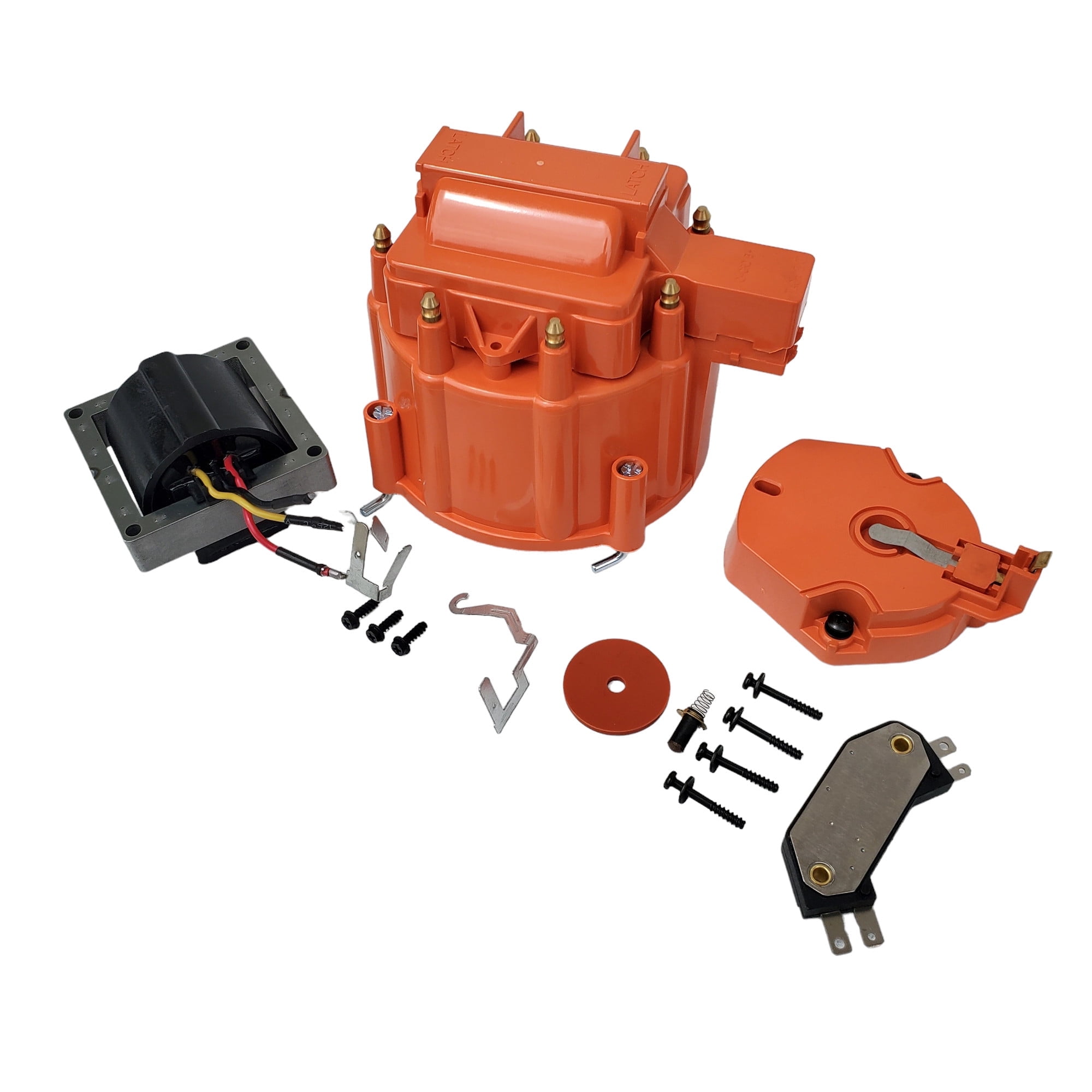 Chevy GM Orange HEI Large Distributor Cap Rotor Kit SBC BBC 305 327 350 ...