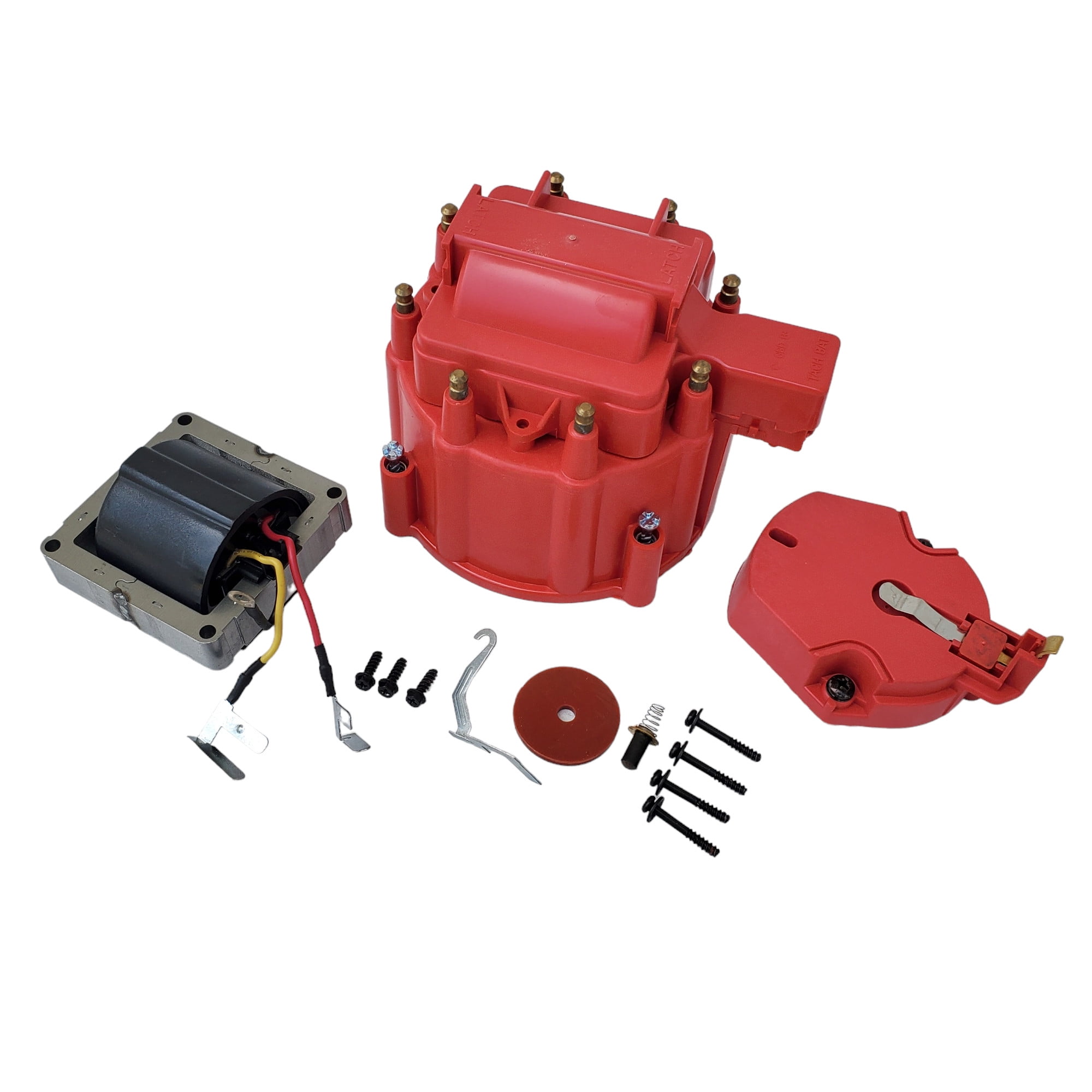 Chevy GM Red HEI Large Distributor Cap Rotor Kit SBC BBC 305 327 350 ...