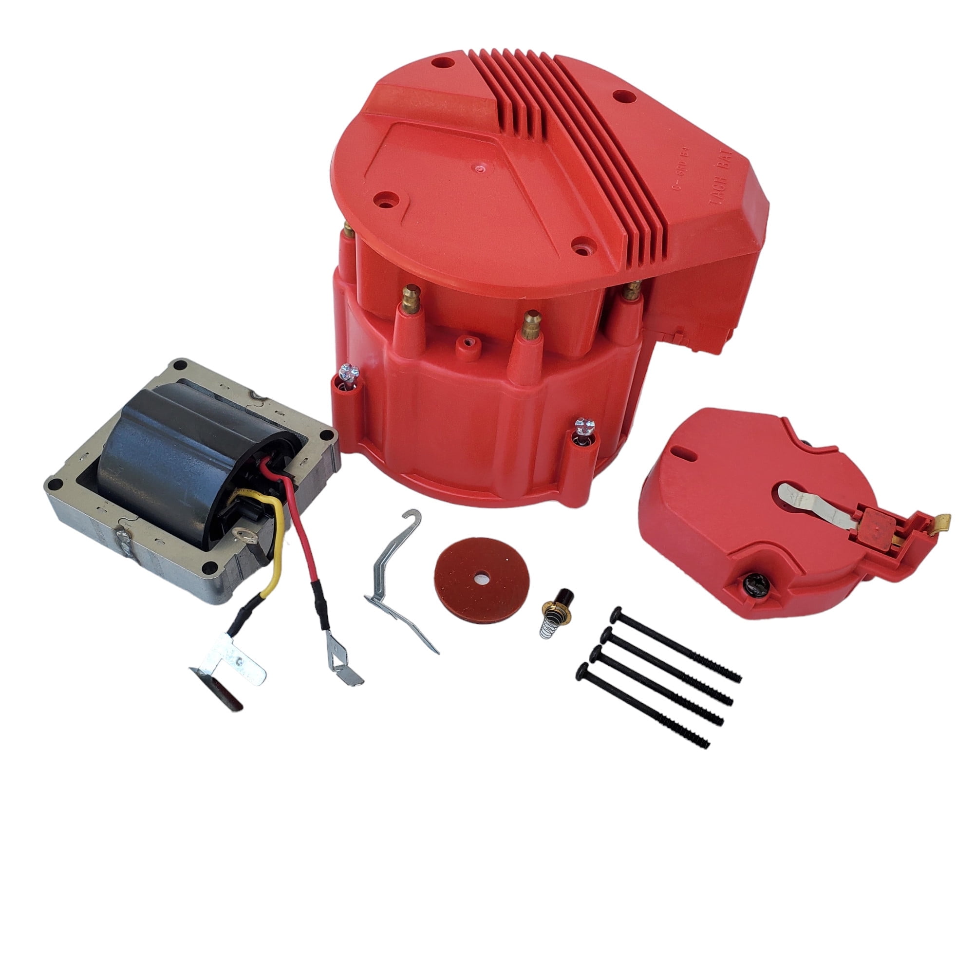 Chevy GM Red HEI Large Distributor Cap Rotor Kit SBC BBC 305 327 350 ...