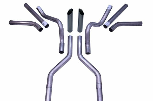 Chevy GMC C10 63-72 2.5" Dual Exhaust Kits No Muffler Black Tips Side ...