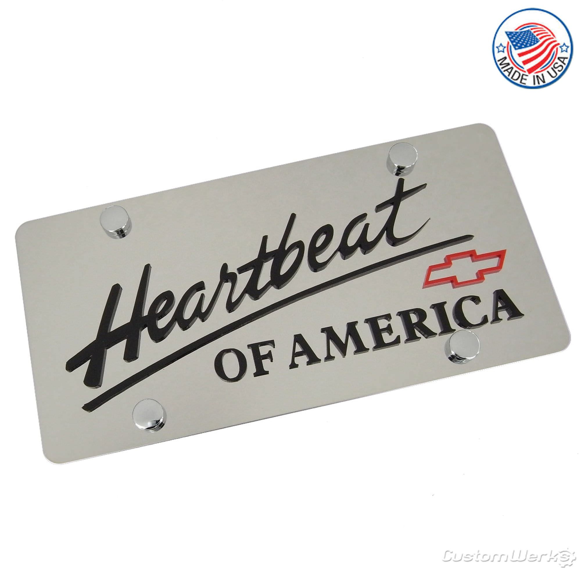 Chevy Heartbeat Of America Words With Bowtie Dual Logo License Plate ...
