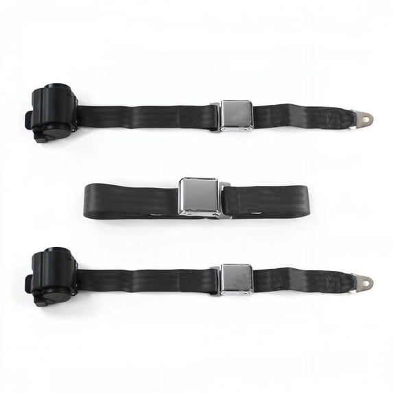 Chevy II 1962-1965 Airplane 2 Point Black Retractable Bench Seat Belt ...