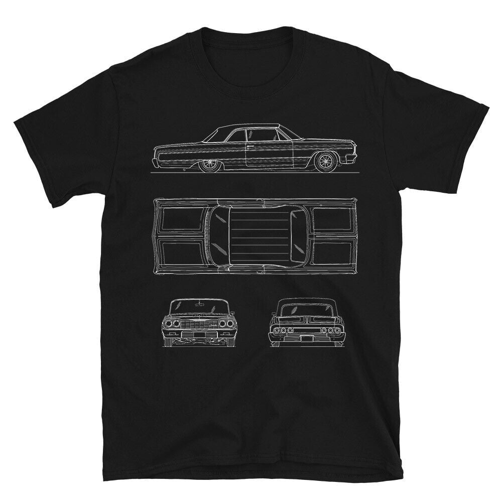 Chevy Impala SS Blueprint Mens T Shirt Vintage Amеrican Classic Car ...