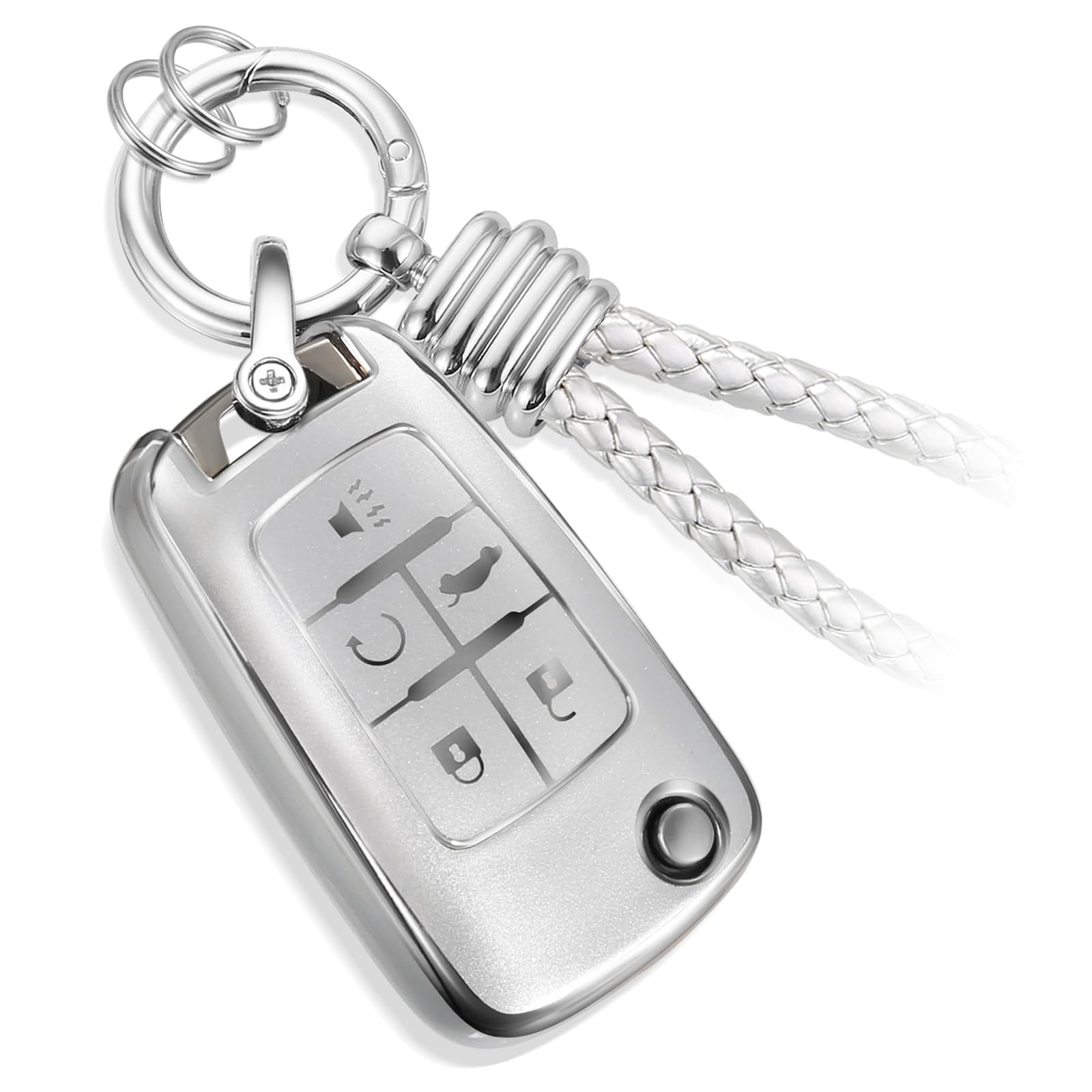 for Chevy Key Fob Cover with Metal Braided Rope Keychain, Upgraded Key ...