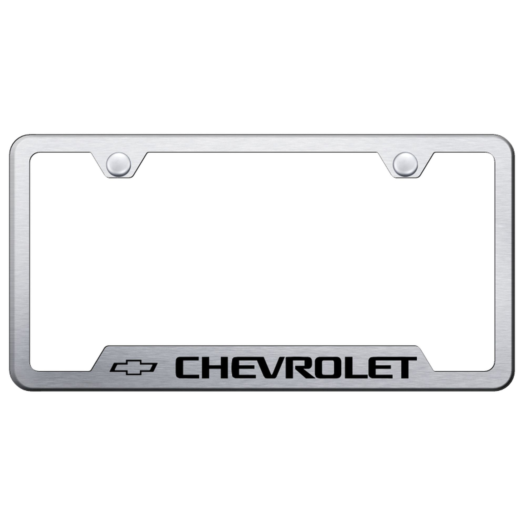 Chevy Laser Etched Logo Cut-Out License Plate Frame (Brushed Chrome ...