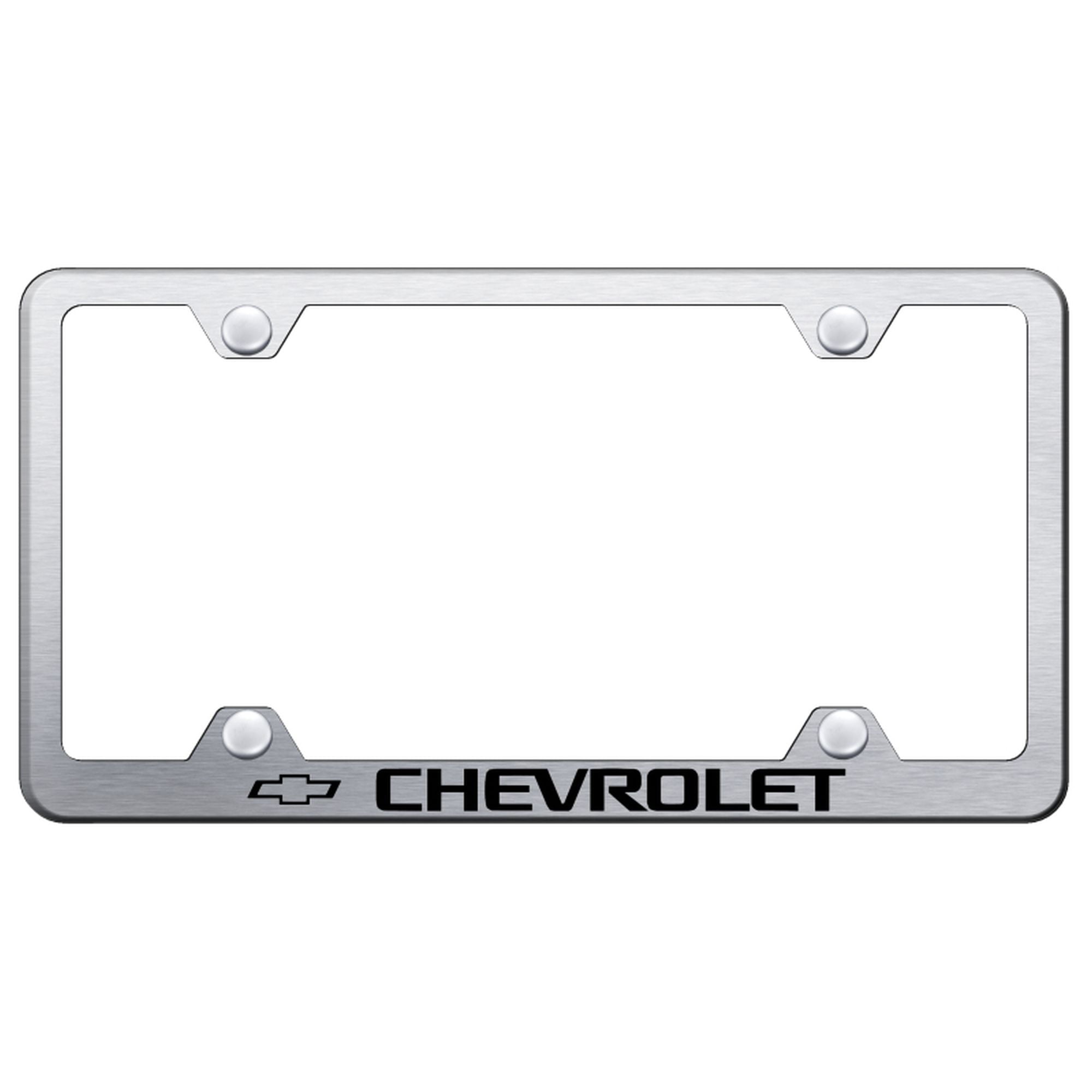 Chevy Laser Etched Logo Wide Body License Plate Frame (Brushed Chrome ...