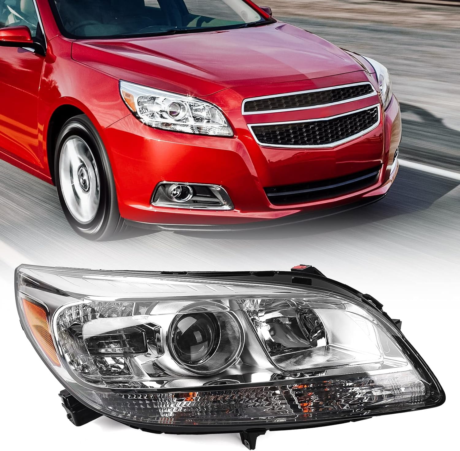 ALSO GO Chevy Malibu, Halogen Projector Headlight fits 2013-2015 Chevy ...
