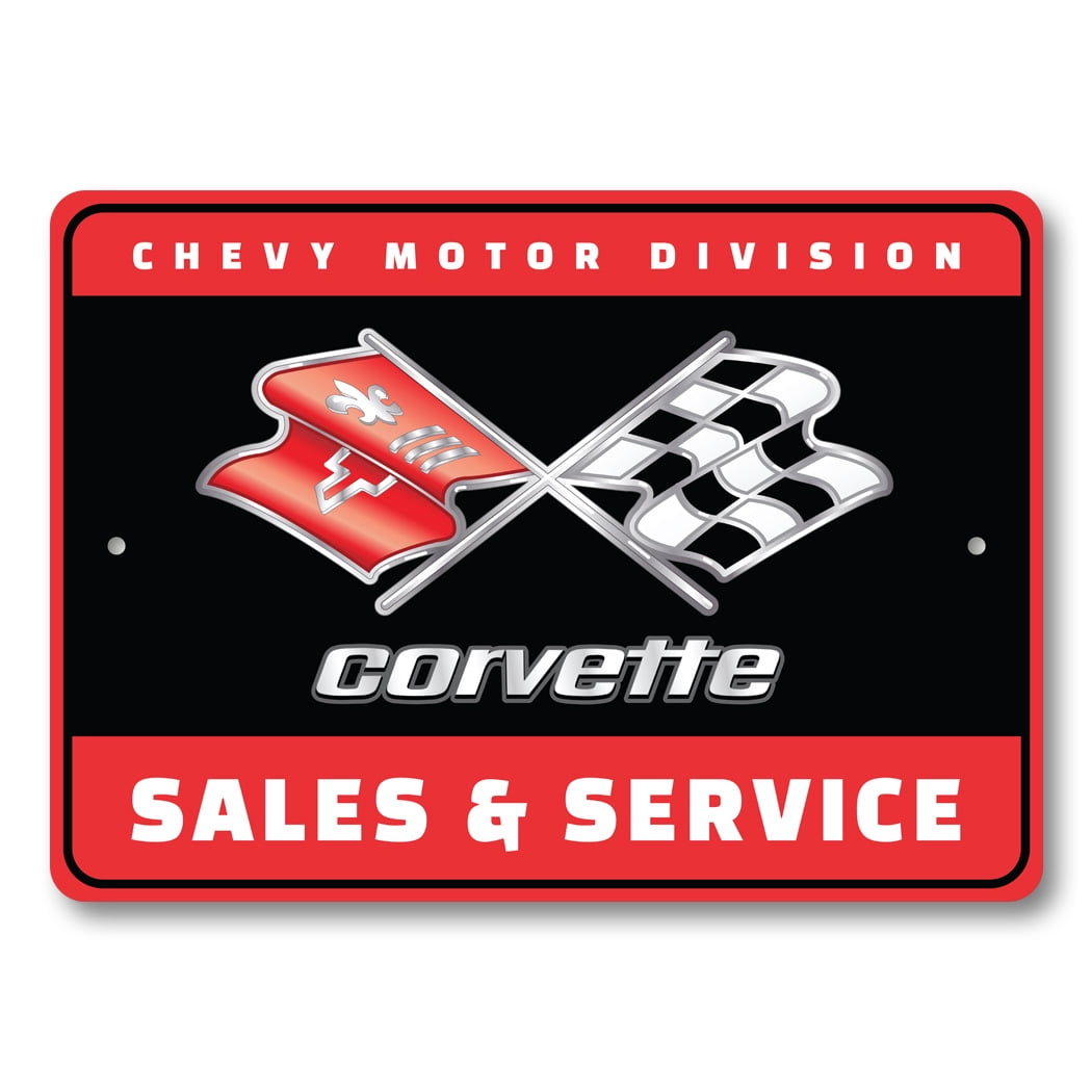 Chevy Motor Division Corvette Emblem Sales Service Aluminum Metal Decor ...