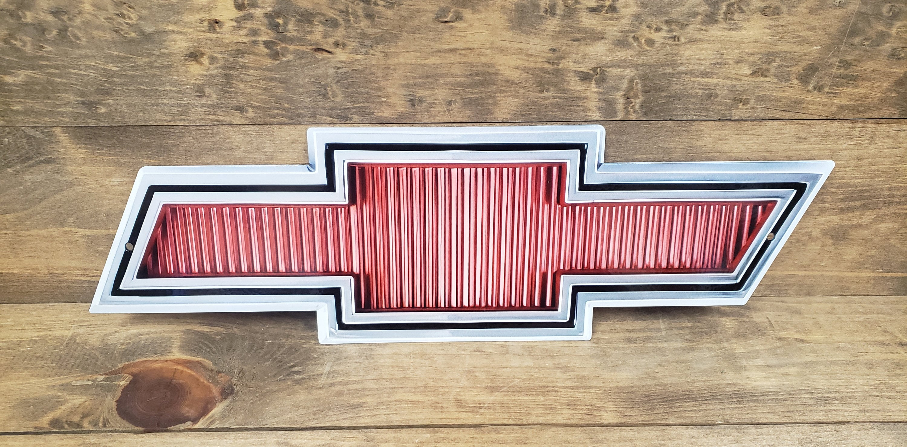 Chevy Red Bowtie Emblem Flat Steel Sign - NOT Chrome - Walmart.com