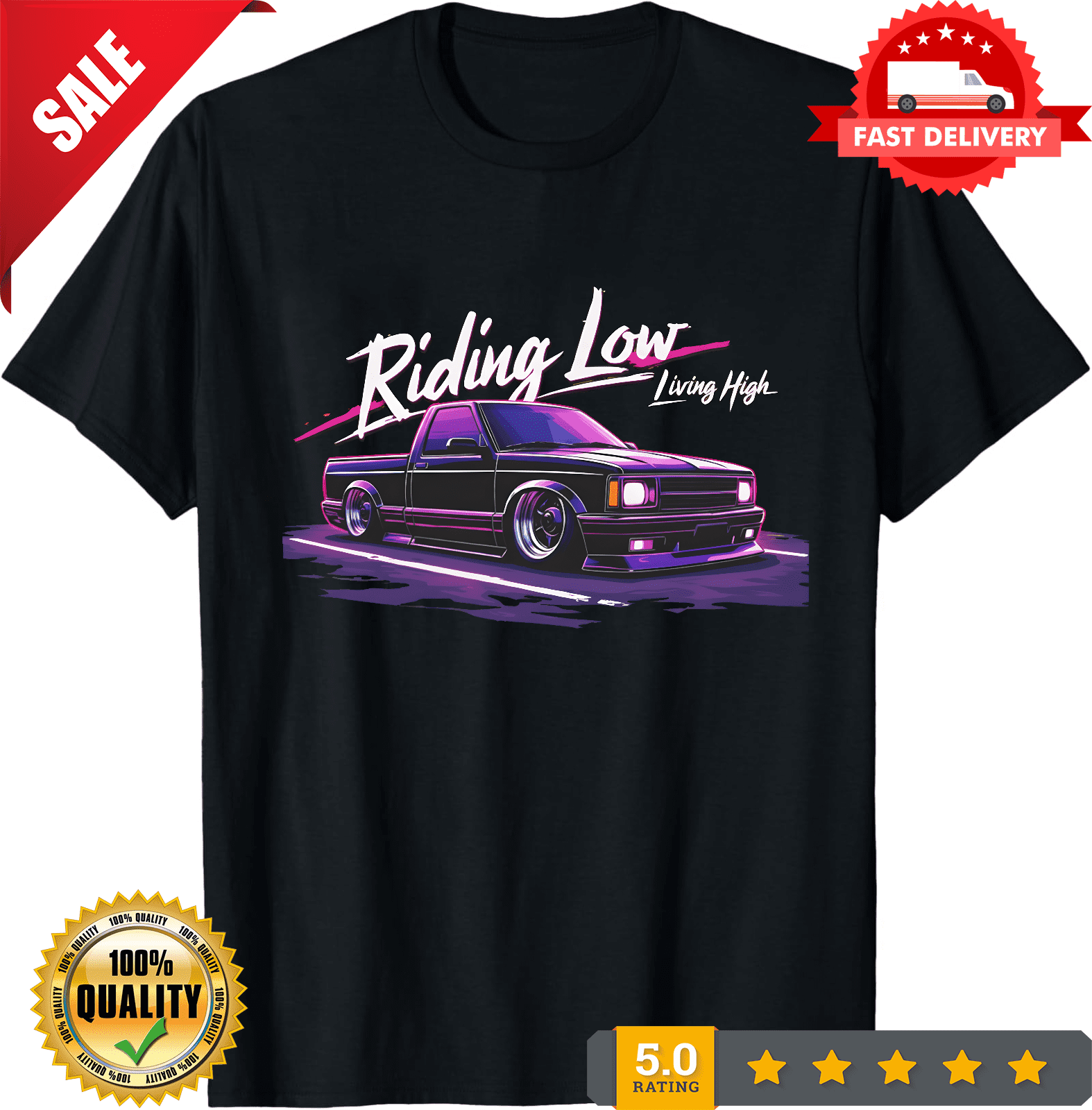 Chevy S10 Pickup T-Shirt Riding Low Living High Custom Mini Truck ...