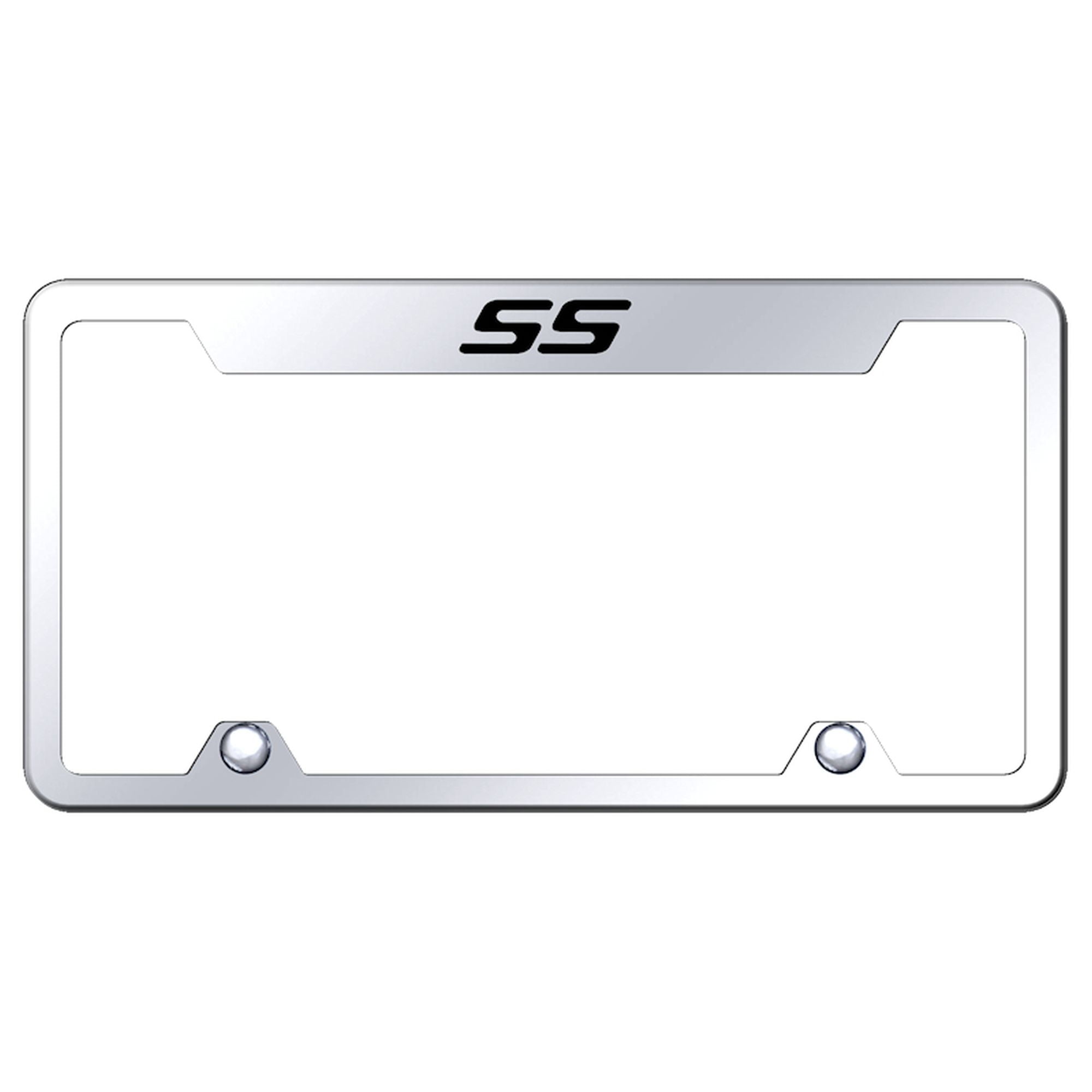 Chevy SS Logo Stainless Steel Truck Cut-Out License Plate Frame (Silver ...