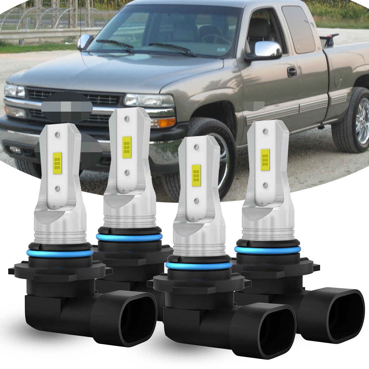 For Chevy Silverado 1500 2500 1999-2002, LED Headlight 9005 HB3 9006 ...