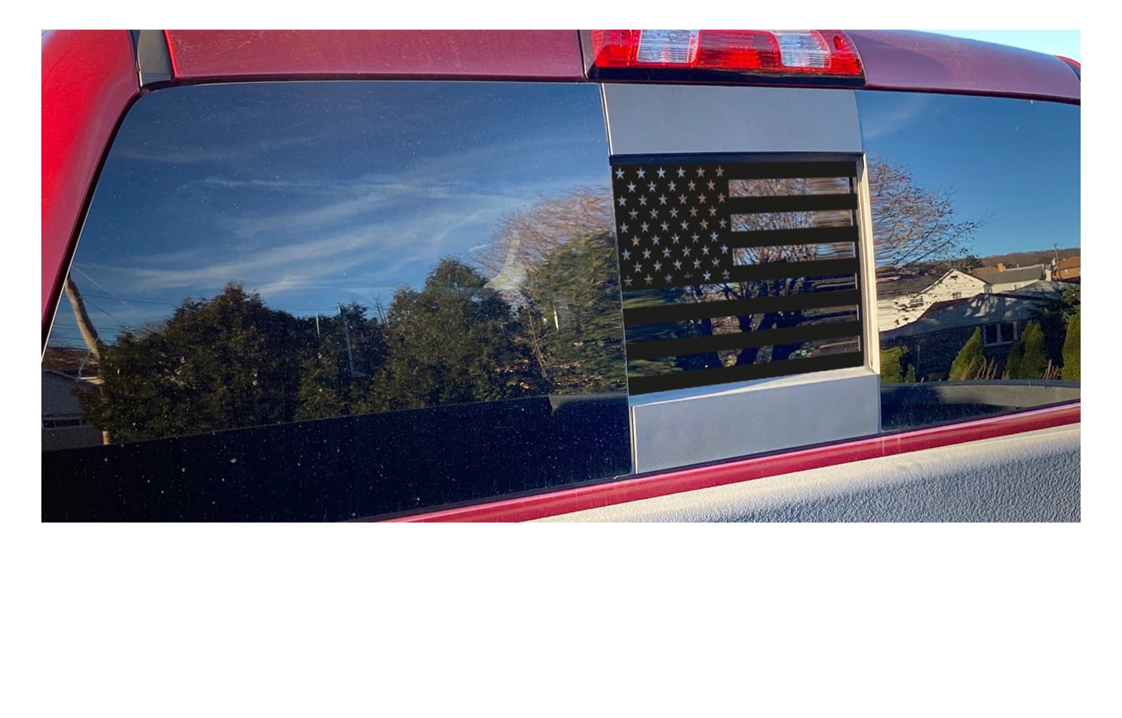 Chevy Silverado 1500 Matte Black Rear Window American Flag Decal 2014 ...