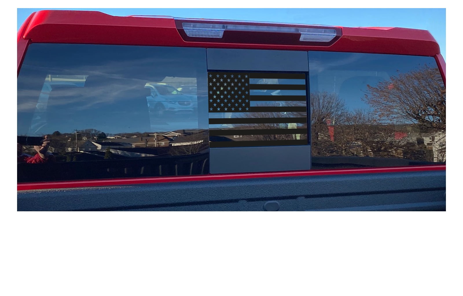 Chevy Silverado 1500 Matte Black Rear Window American Flag Decal 2019 ...