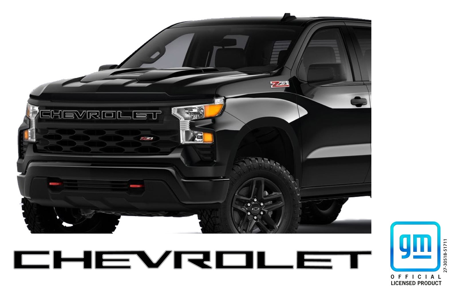 Chevy Silverado Black Silver Trail Boss Grille Lettering Overlay Decal ...