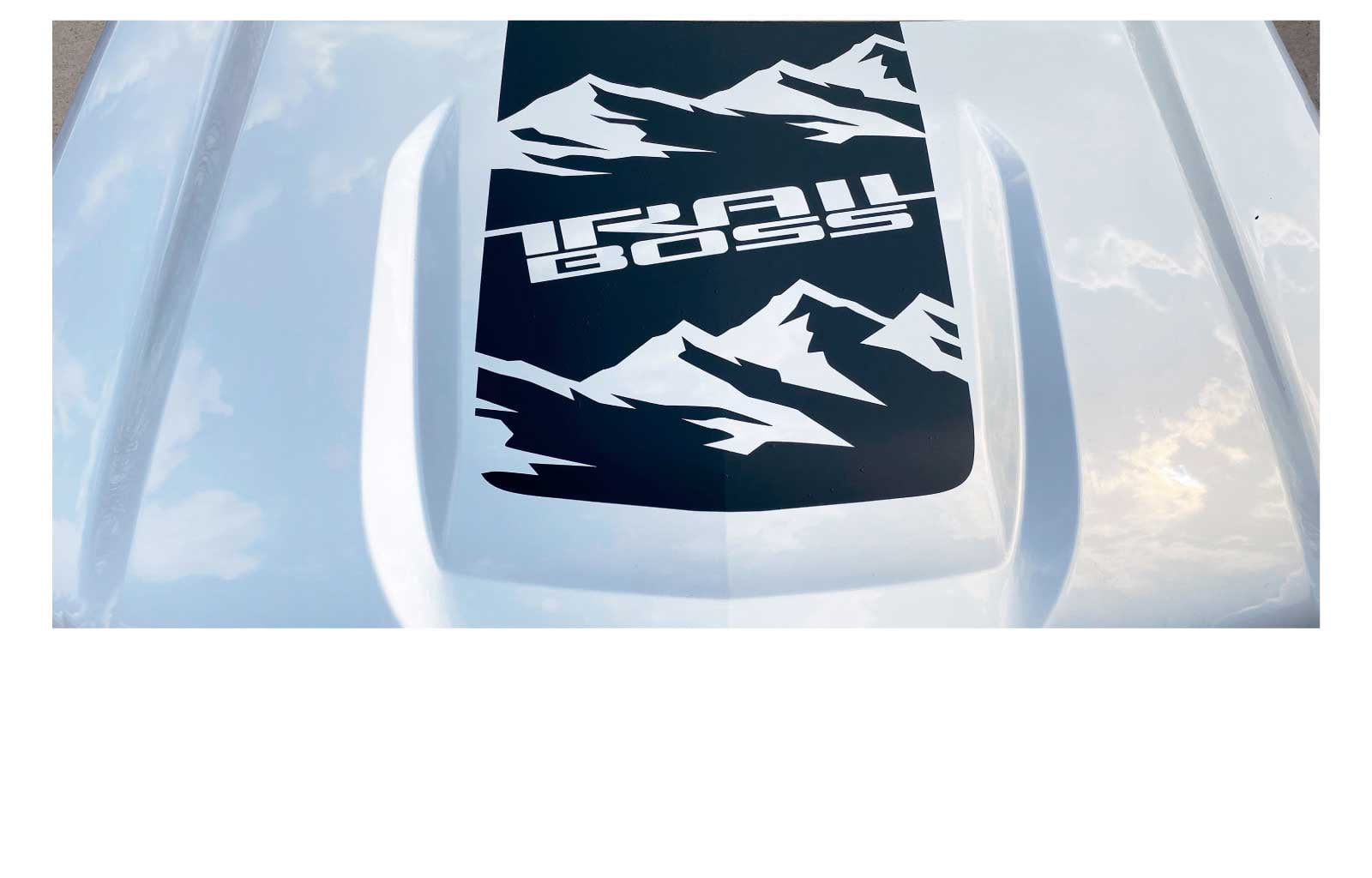 Chevy Silverado Gloss Black Mountain Trail Boss Hood Decal 2019-2025 GM ...