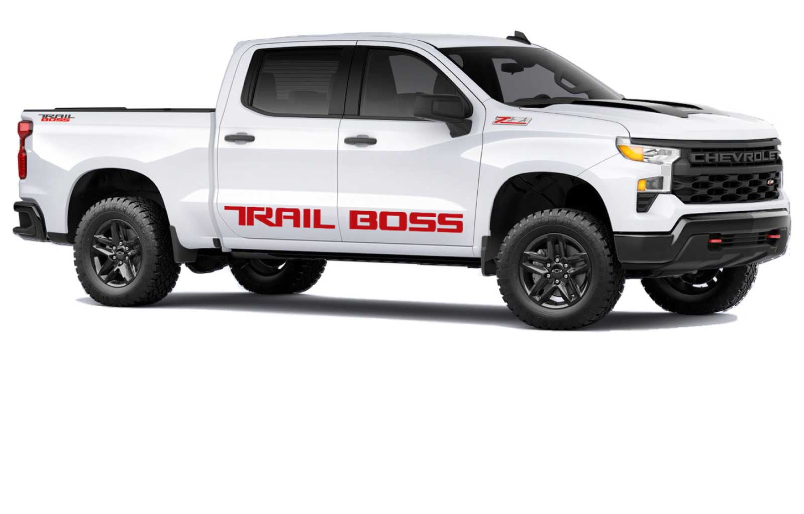 Chevy Silverado Gloss Red TRAIL BOSS Body Side Decals 2019-2025 Set of ...