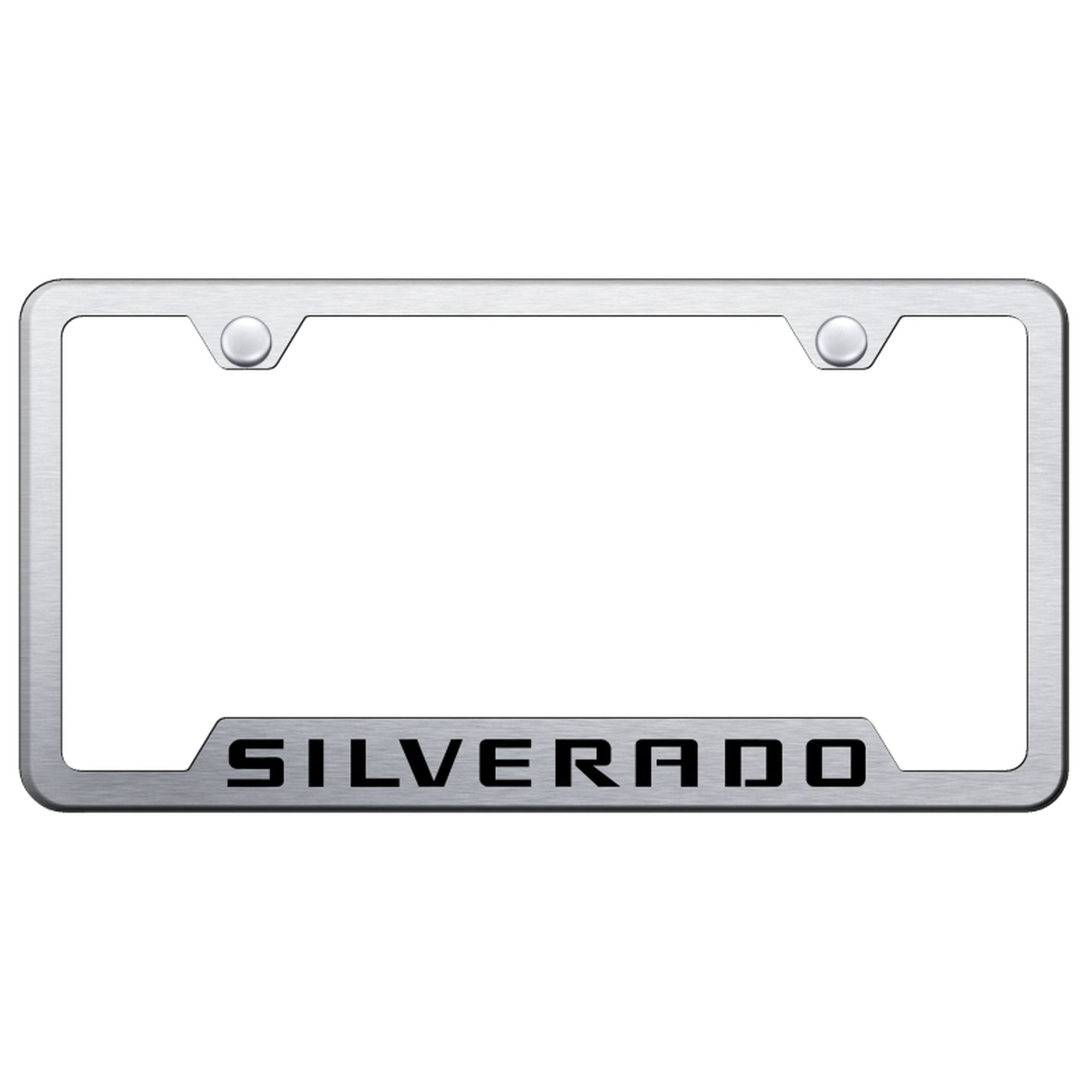 Chevy Silverado Laser Etched Logo Cut-Out License Plate Frame (Chrome ...