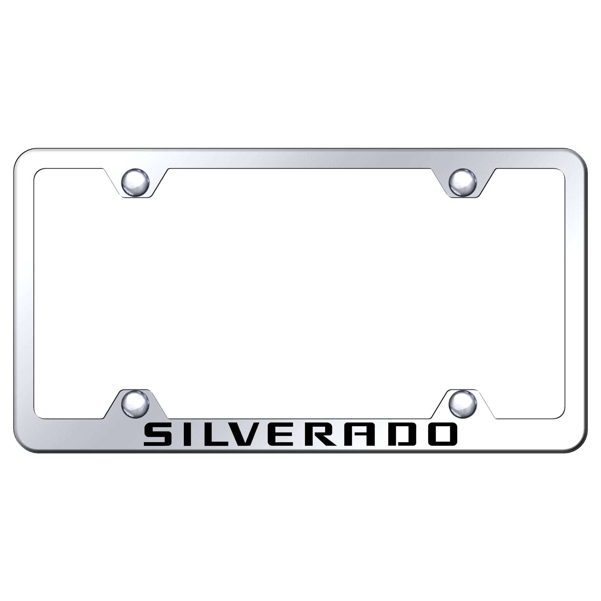 Chevy Silverado Laser Etched Logo Wide Body License Plate Frame (Silver ...
